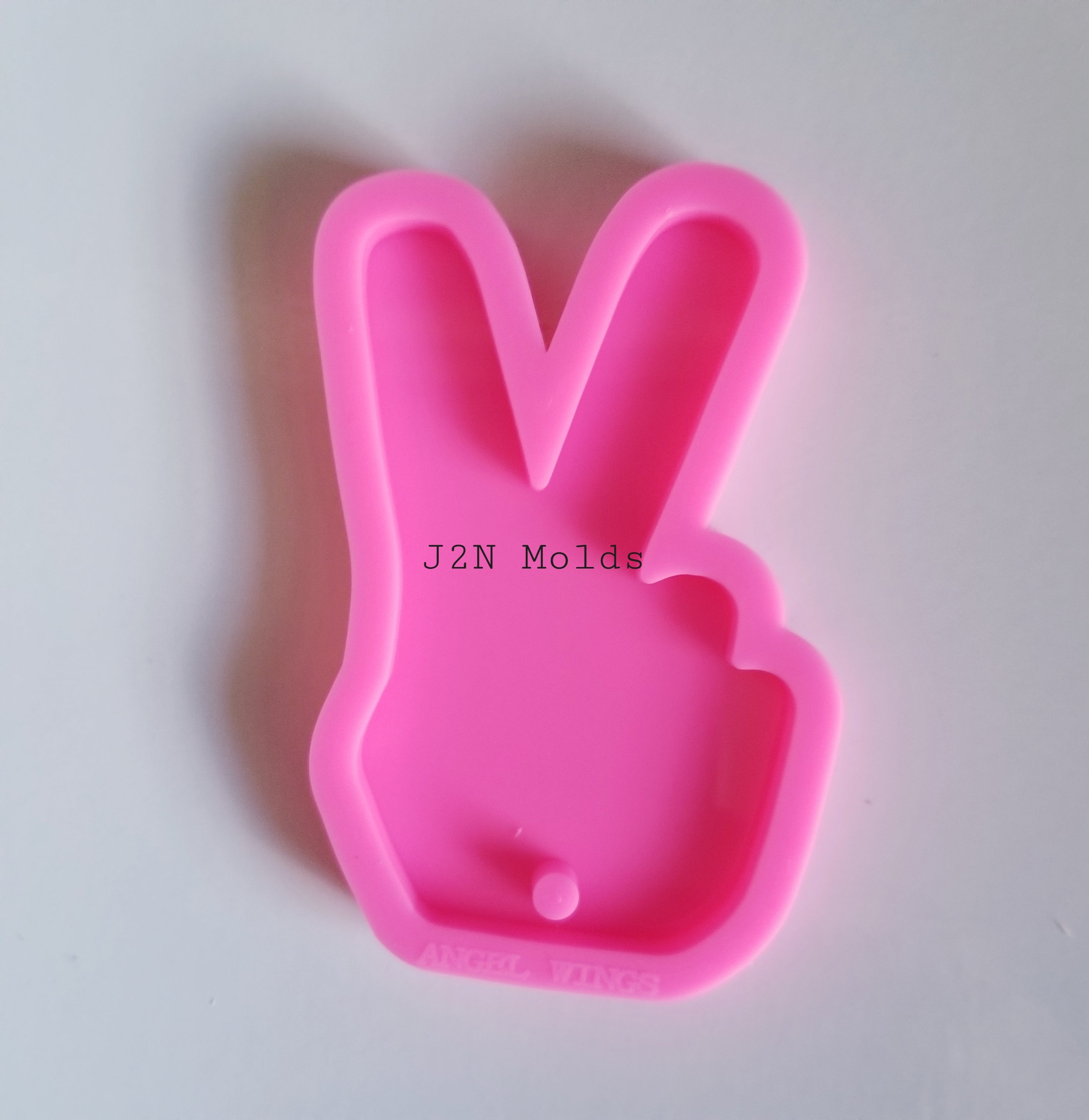 shiny hand peace sign keychain mold – J2N silicone molds glitter and more